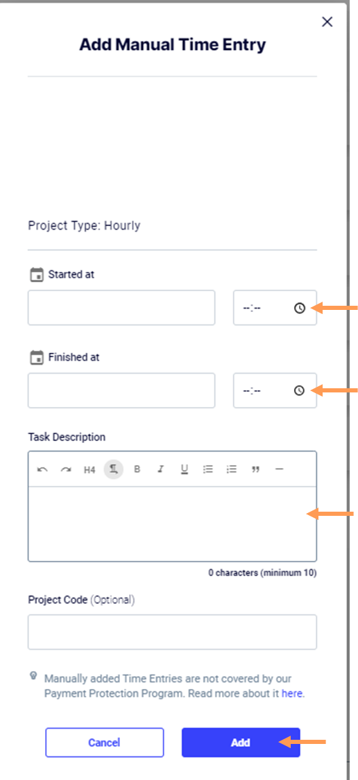 How do I record my hours manually?